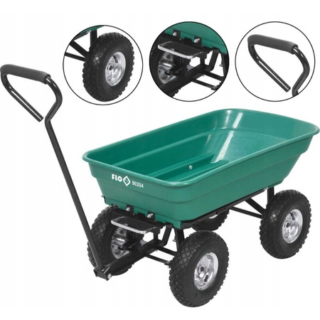 Carucior de gradina basculant, 150 kg, 55l, Verde - eMAG.ro