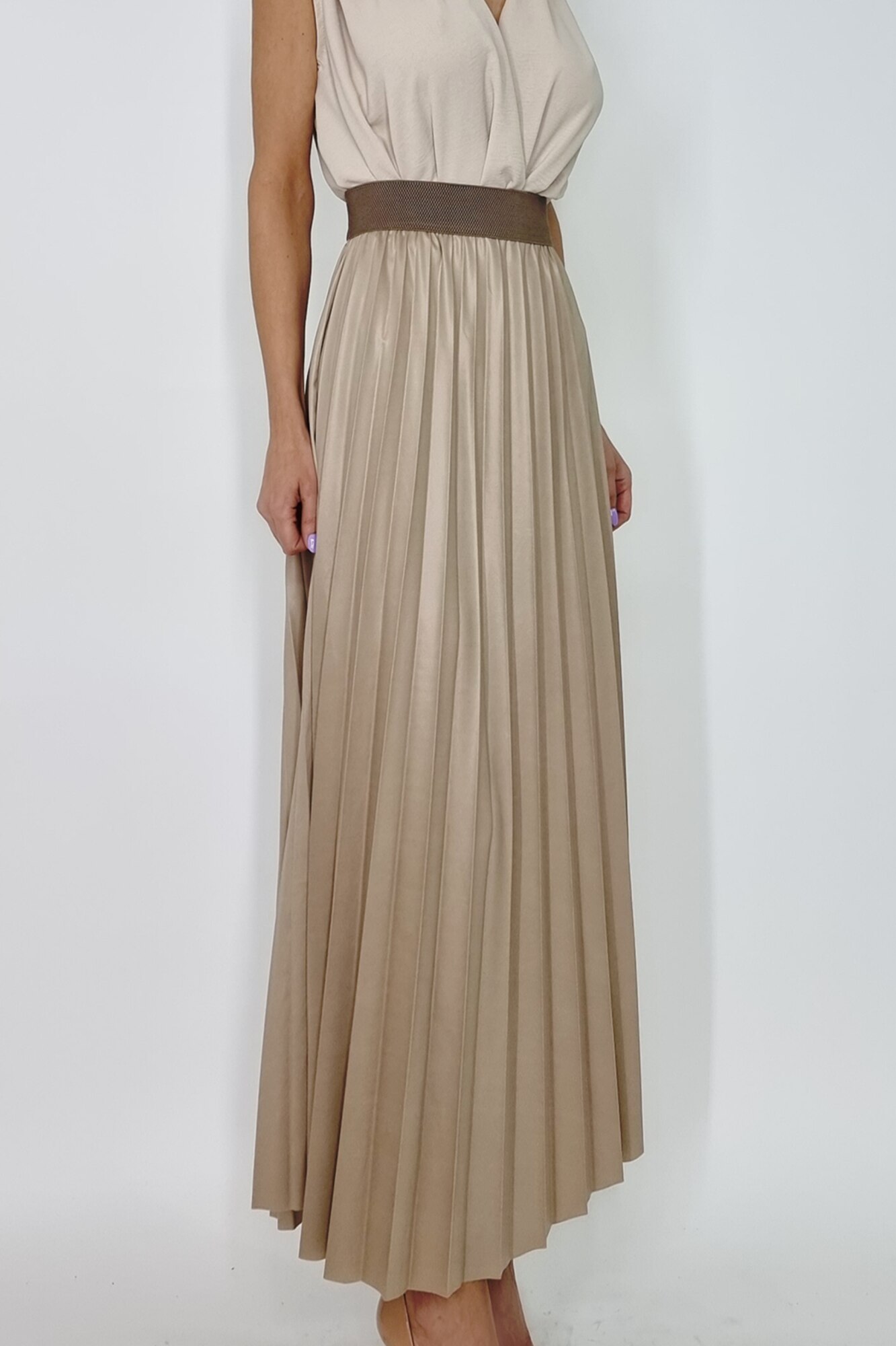 Fusta plisata eleganta Kandy, Crem, Marime universala S-M-L - eMAG.ro