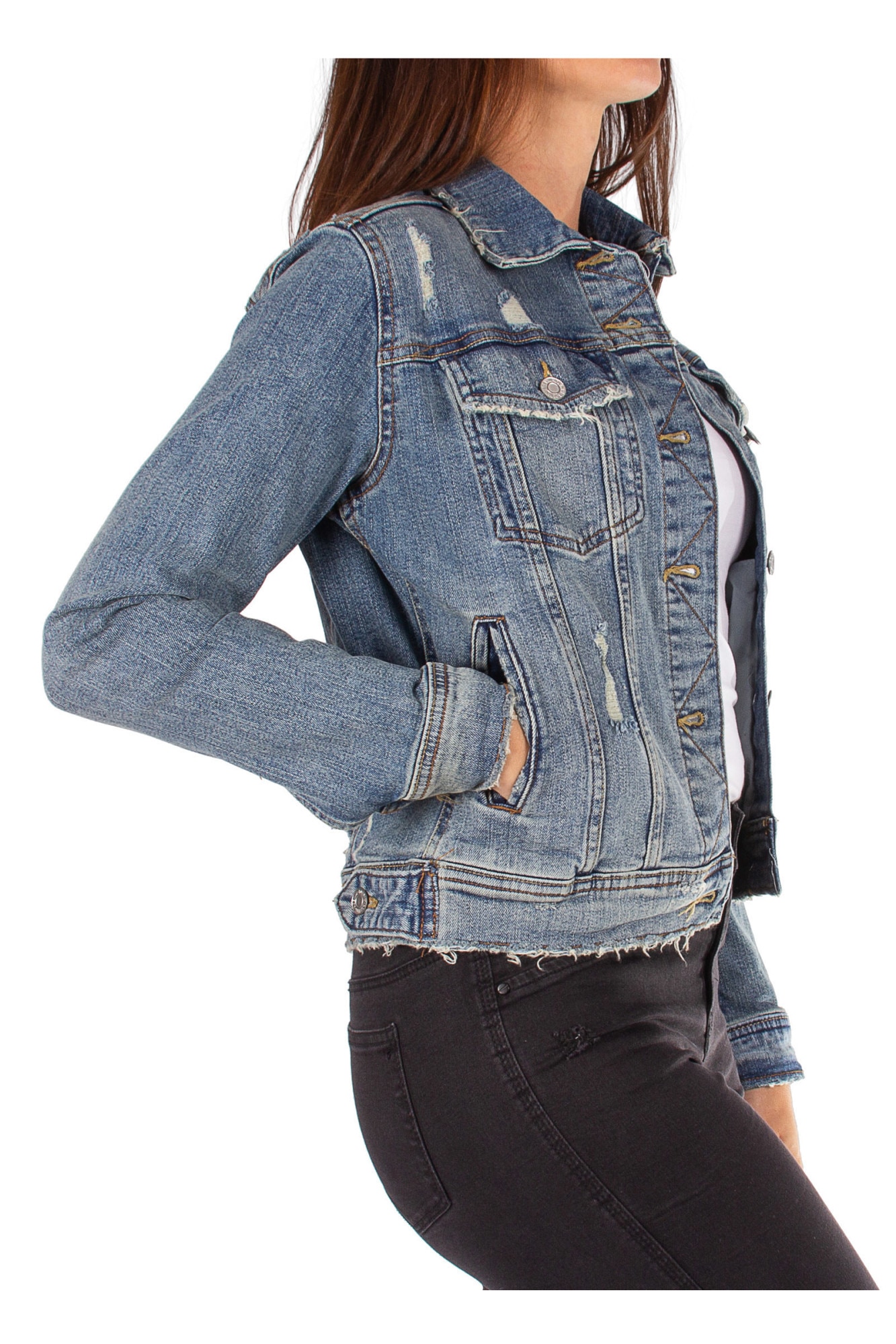 Geaca jeans, scurta, albastru, marime M - eMAG.ro