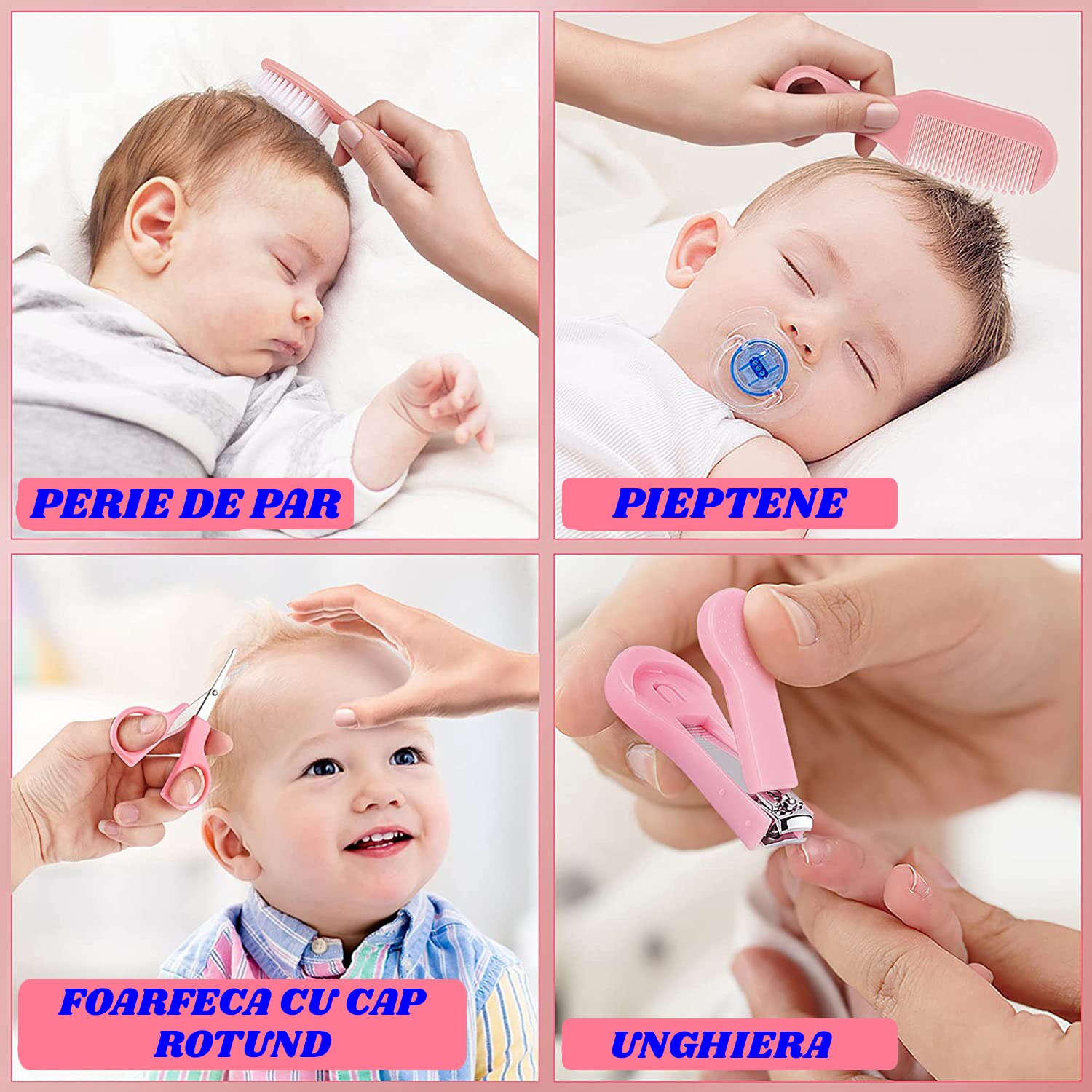 Set ingrijire bebe, 20 piese, trusa igiena bebelusi cu pila electrica ...