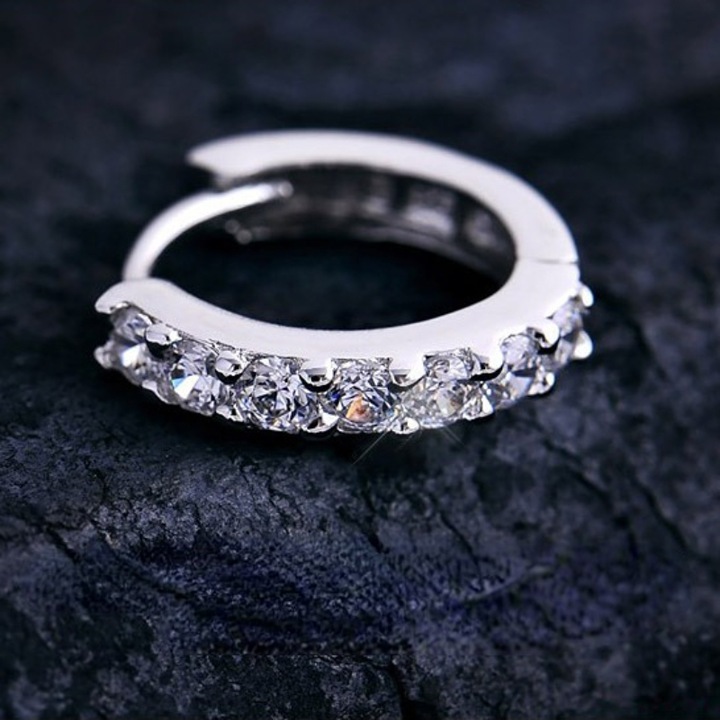 Cercei dama, Argint S925, Pietre din zirconiu, 12 mm - eMAG.ro