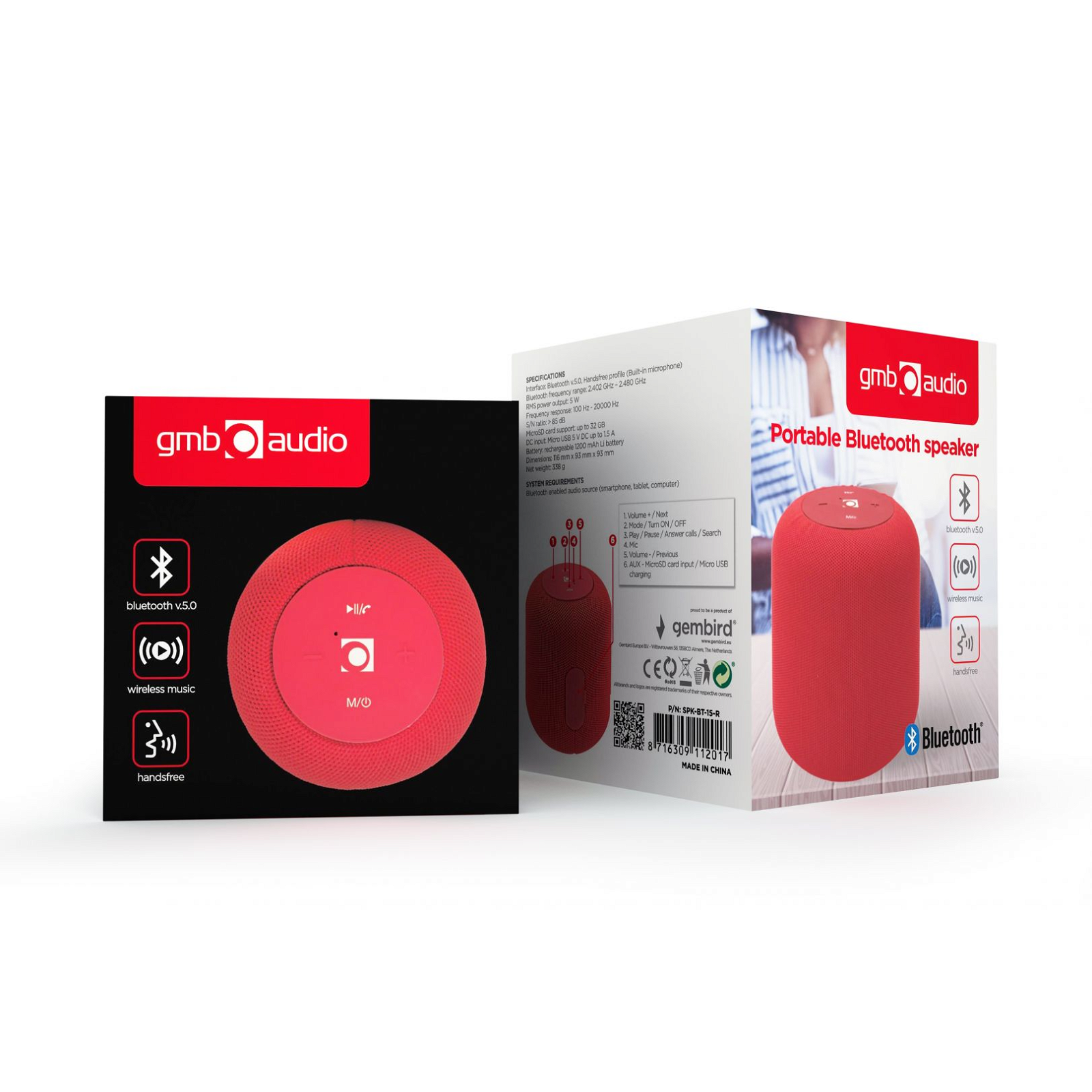 Gembird SPK-BT-15-R Bluetooth (SPK-BT-15-R) - Hangszóró - eMAG.hu