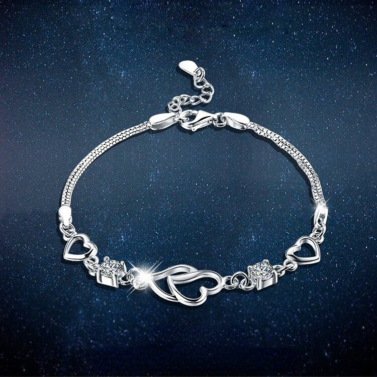 Дамска гривна, Lovers Heart, сребро S925, с цирконий, сребриста - eMAG.bg