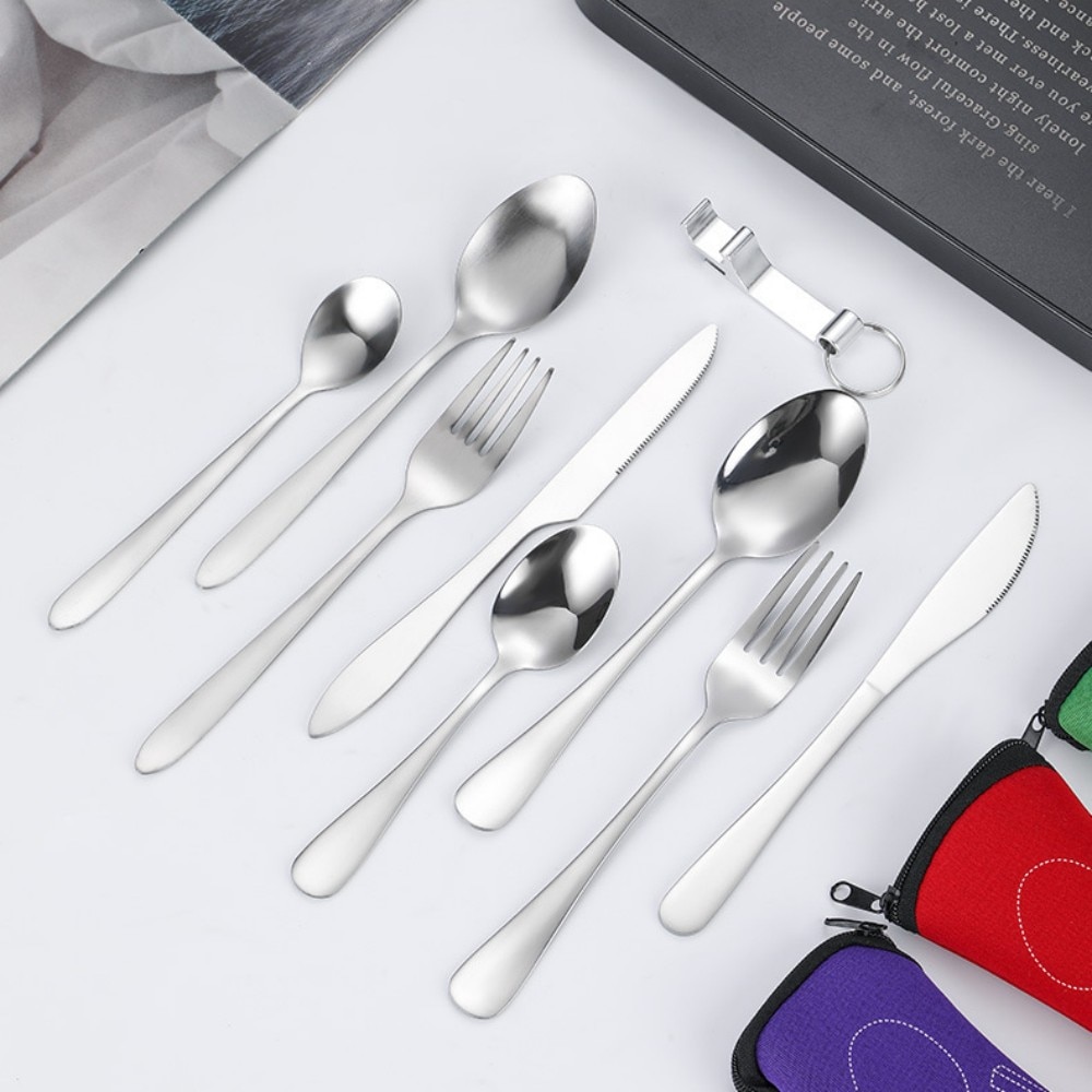 Set 5 tacamuri camping, Inox, Portabil, Argintiu - eMAG.ro