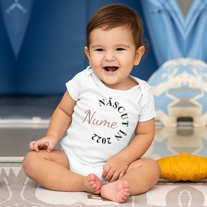 Body bebe personalizat cu nume si mesaj nascut in 2022, alb, 100% ...