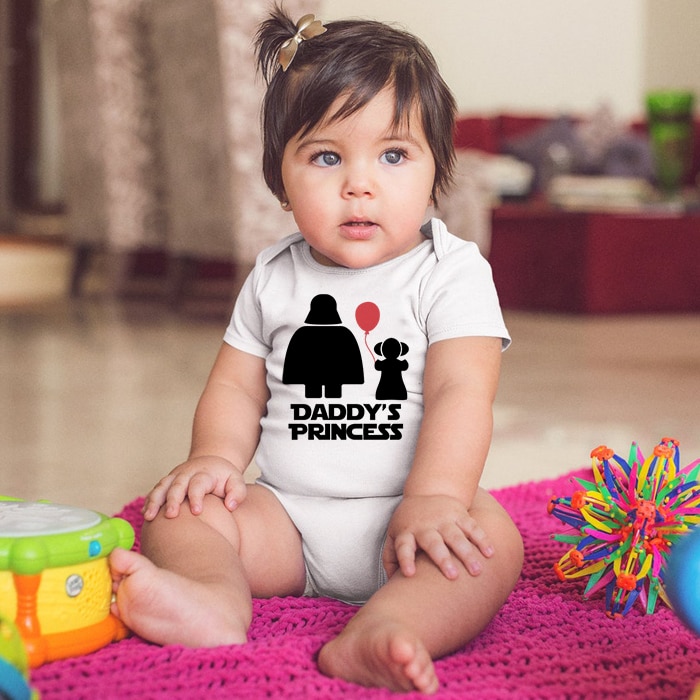 Body bebe personalizat Star Wars - Daddy's princess, alb, 100% bumbac ...