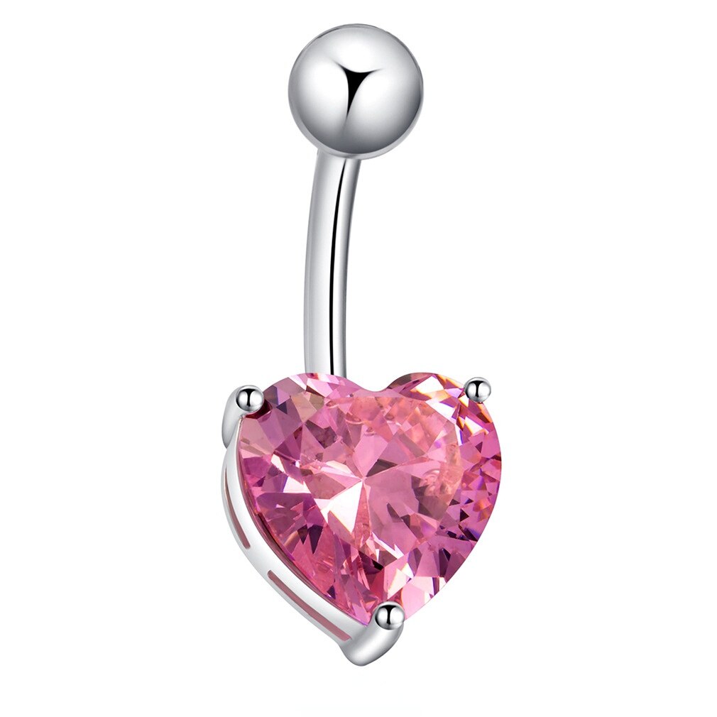 Piercing buric, Otel inoxidabil, Piatra zirconiu, 32x10mm, Roz - eMAG.ro