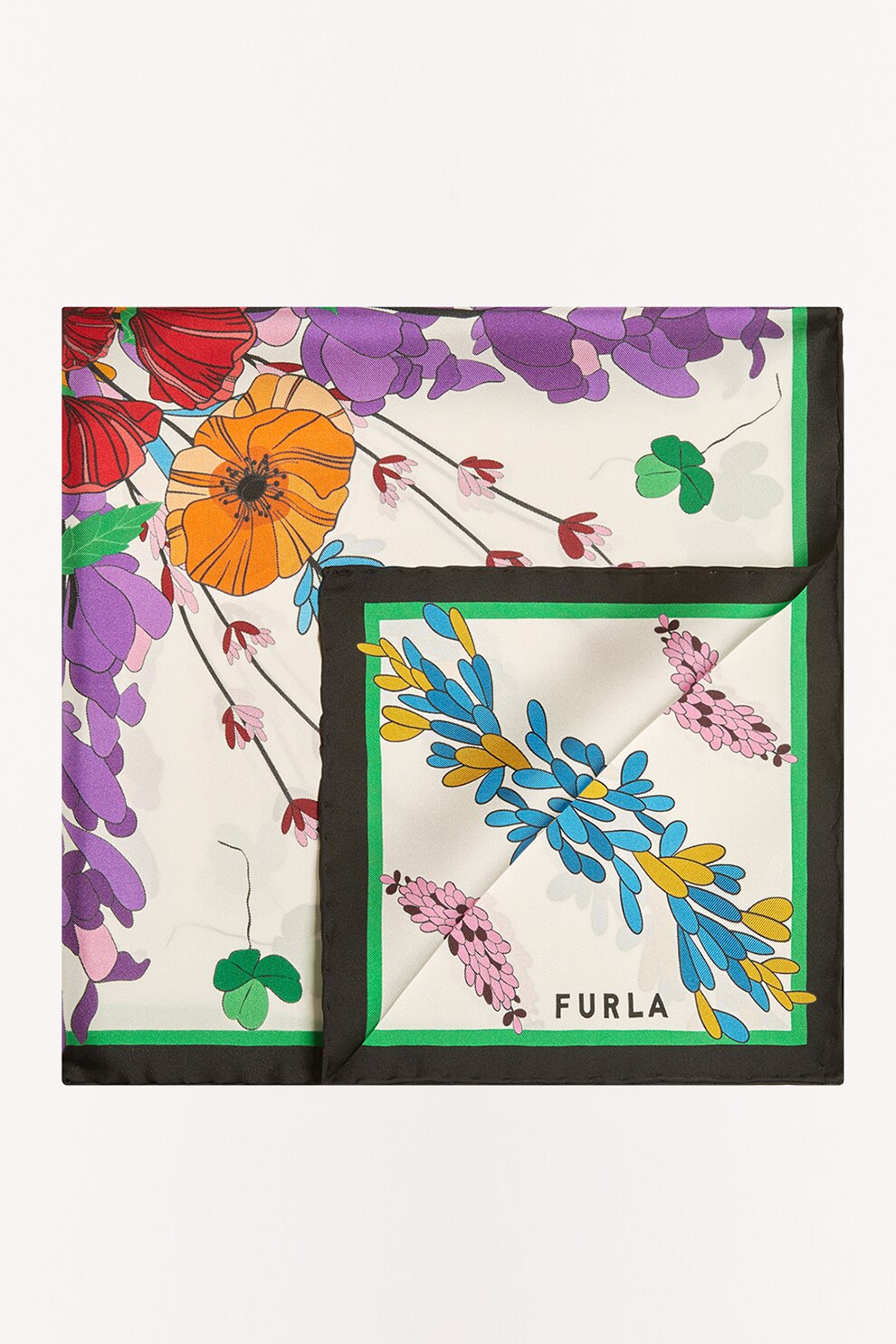 Furla, Esarfa din matase cu imprimeu Primula, Multicolor - eMAG.ro