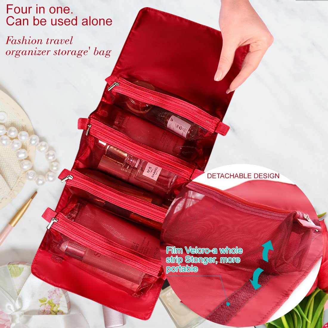 Geanta de machiaj Pliabila/Portabila/Multifunctionala, poliester, 4-in ...