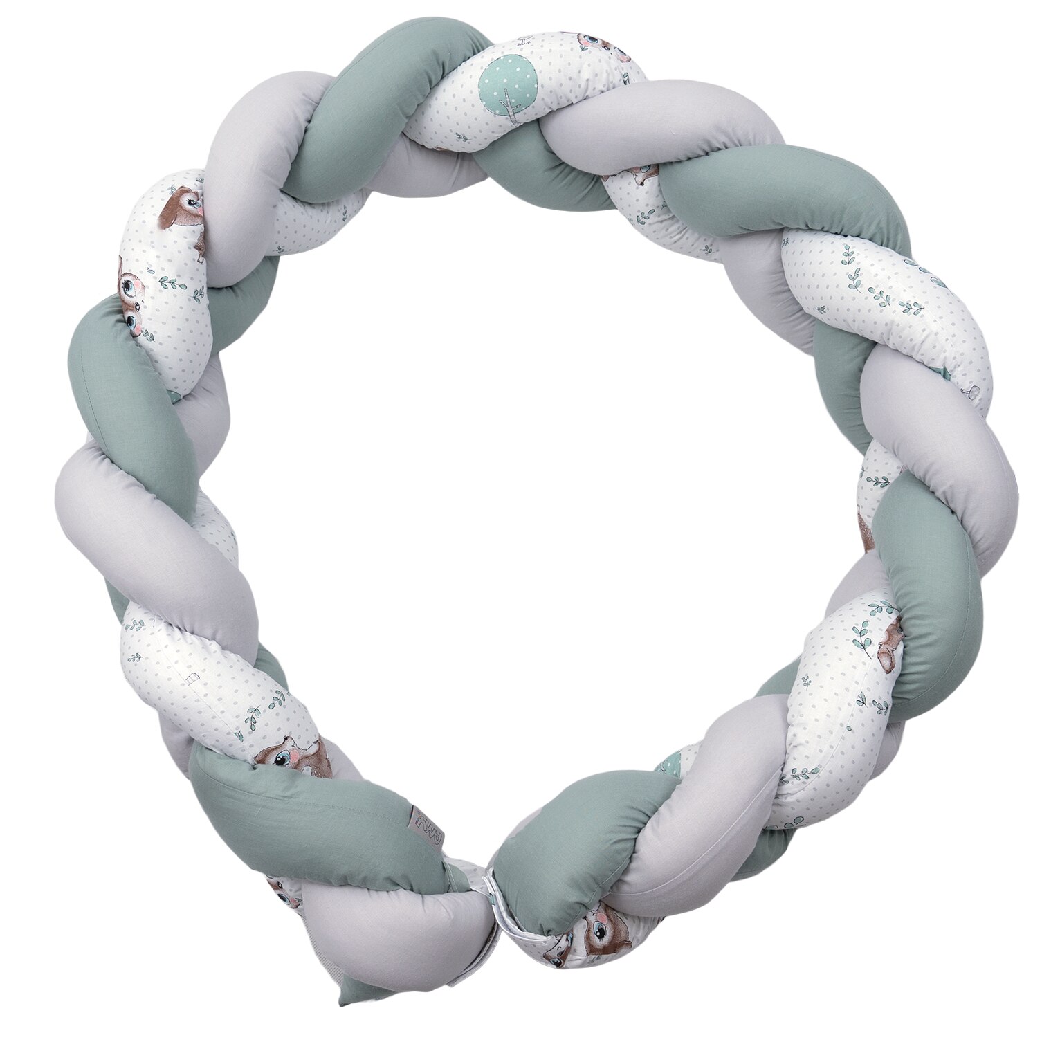 Aparatoare laterala pat Bumper impletit, inchidere velcro, Bumbac ...