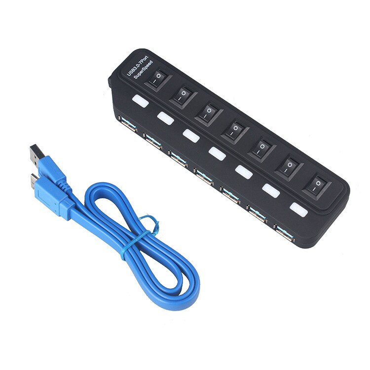Adaptor Hub Universal, 7 porturi USB 3.0, Comutator independent ...