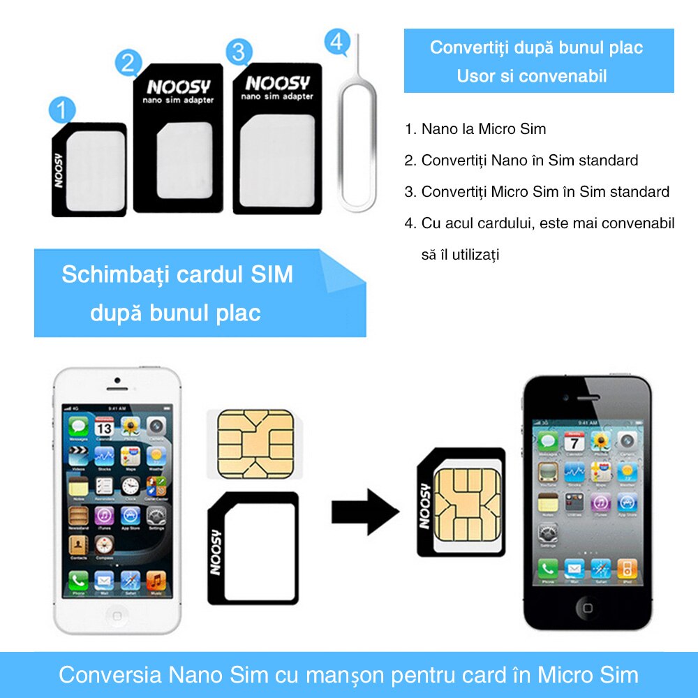 Adaptor 3in1, Nano/Micro/Standard, Extractor SIM, Negru - eMAG.ro