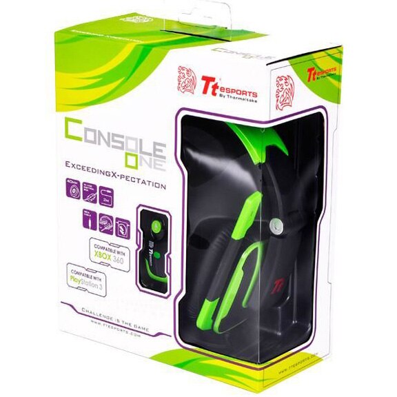 Casti gaming Tt eSPORTS Console One PC/Xbox/PS, 5.1, negru/verde - eMAG.ro