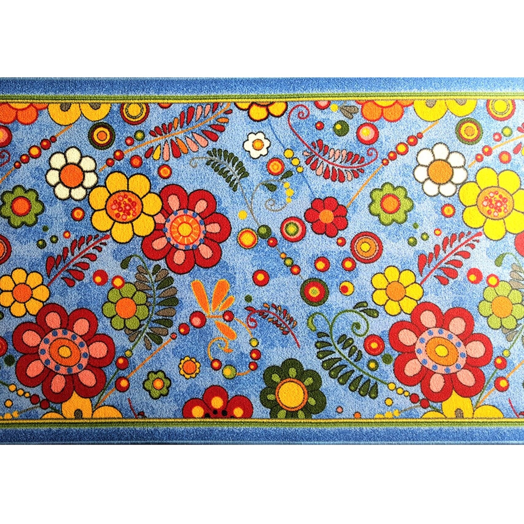 Traversa Flori 1177-A5, Albastru, Latime 100 cm, 820 gr/mp - eMAG.ro