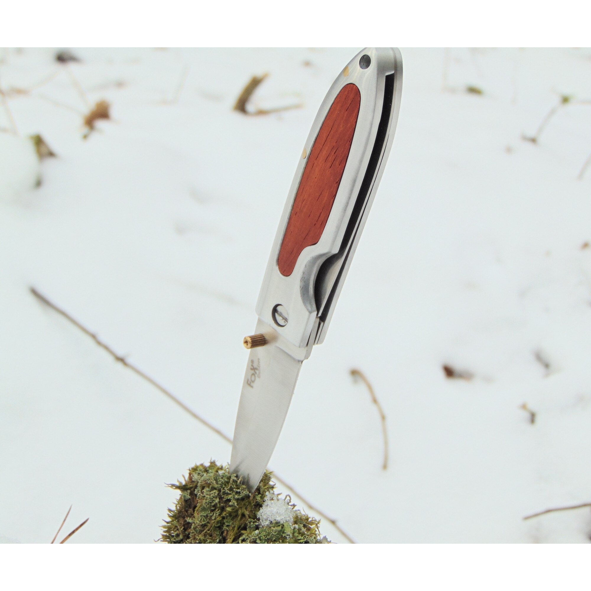 Cutit pliant Fox, Lemn/Otel inoxidabil, 16.2 cm, Argintiu/Maro - eMAG.ro