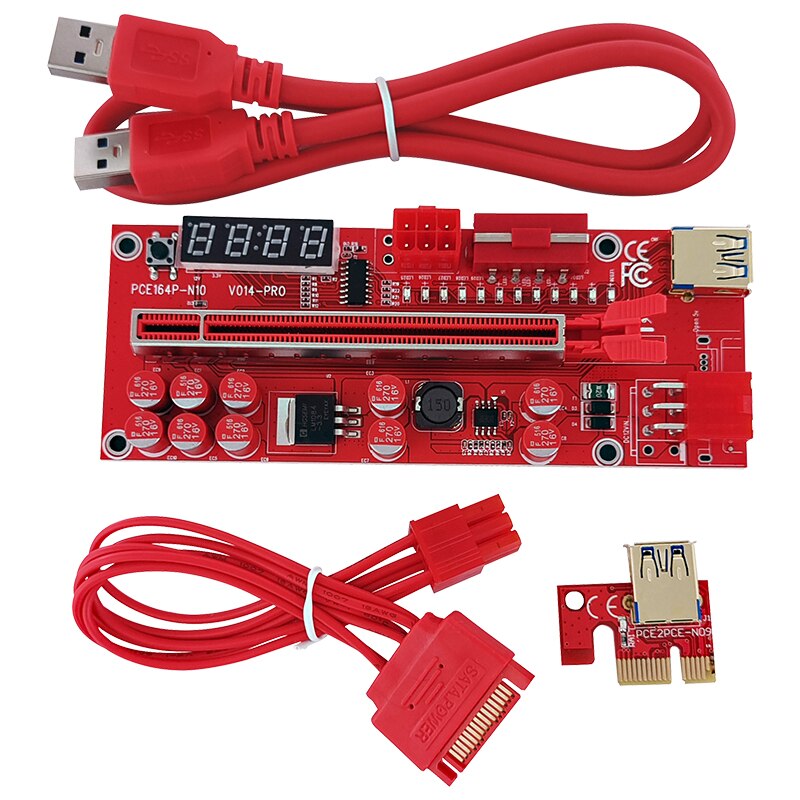 Placa Riser Card mining PCI-E V014 PRO PCI Express 1X to 16X, USB, 30 ...