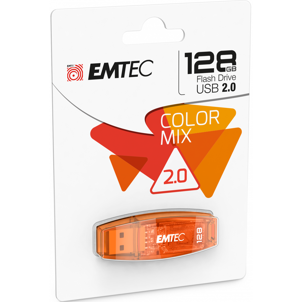USB flash памет EMTEC 128GB, USB 2.0, Neon Orange - eMAG.bg