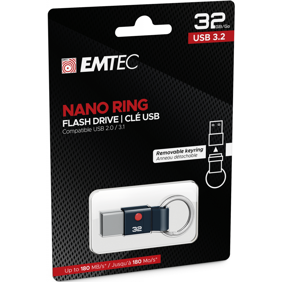 EMTEC T100 Nano Ring pendrive, 32GB, USB 3.2 Gen1 - eMAG.hu