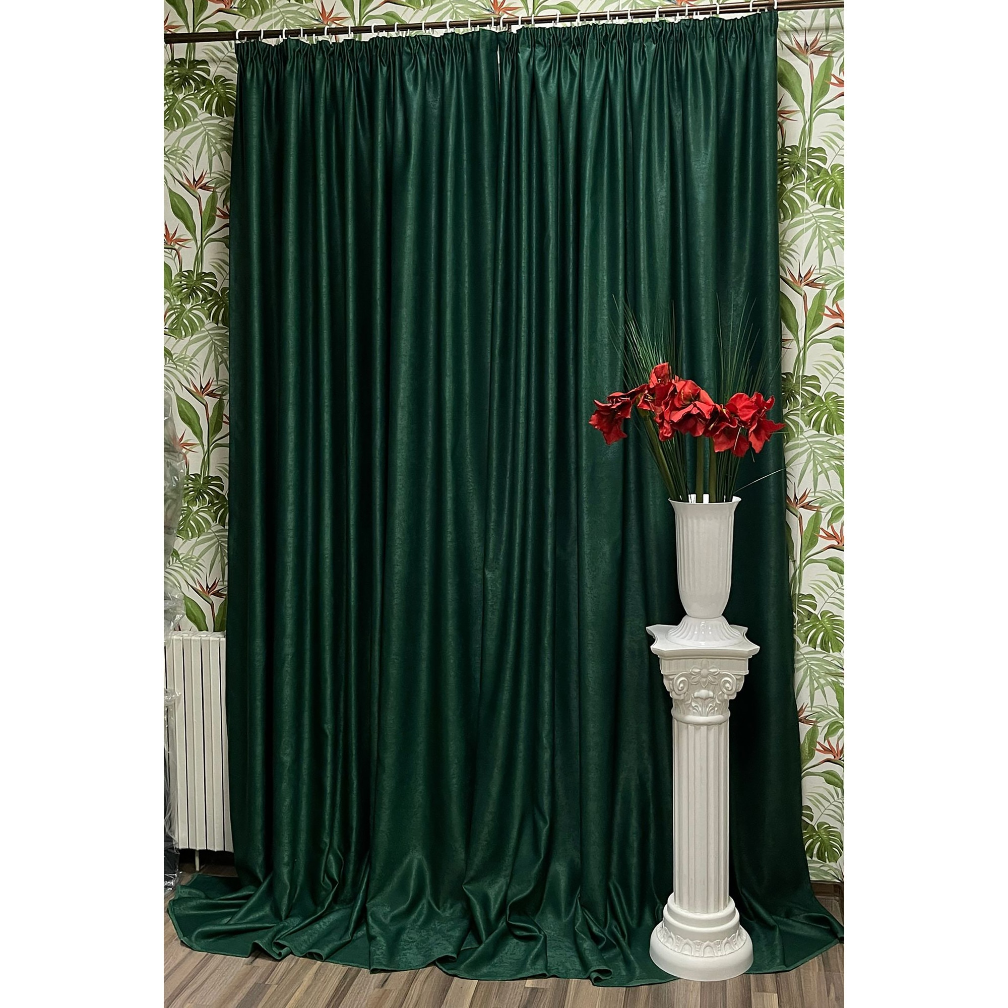 Set draperii semiopace, uni, culoare verde inchis, colectia "Monocrom ...