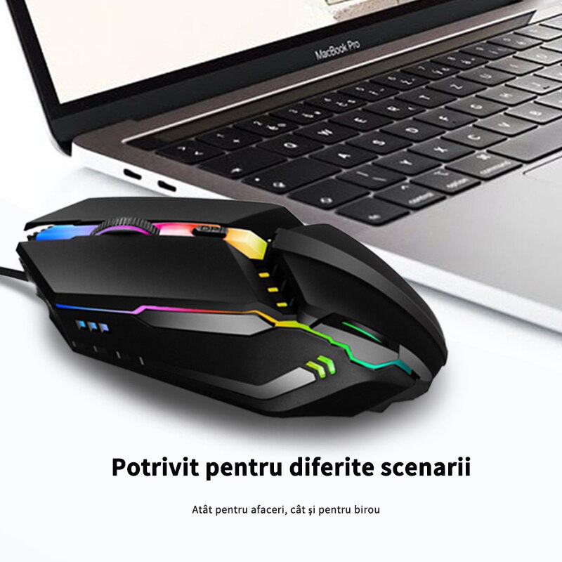Mouse pentru gaming E-sport, Iluminare RGB, 1000 dpi, Negru - eMAG.ro