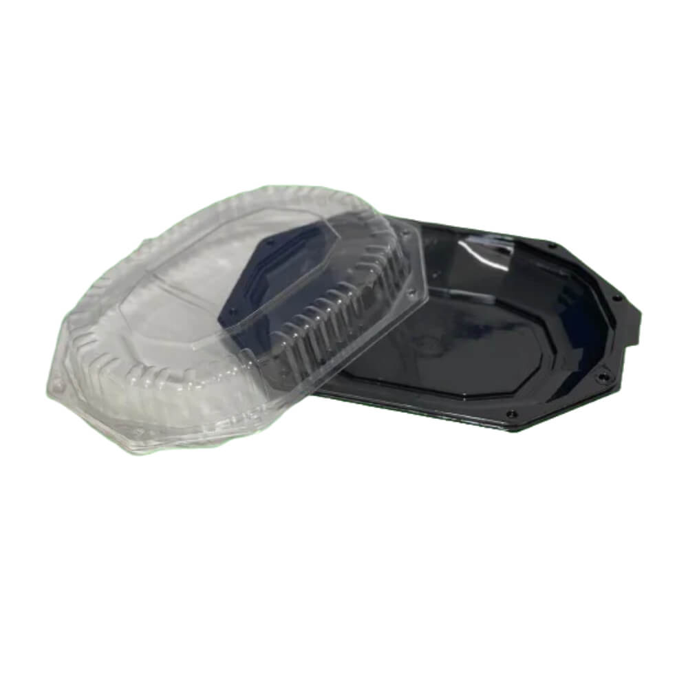 Set 10 Platouri Ovale cu Capac, 29.5x19x4 cm, Plastic Negru - eMAG.ro