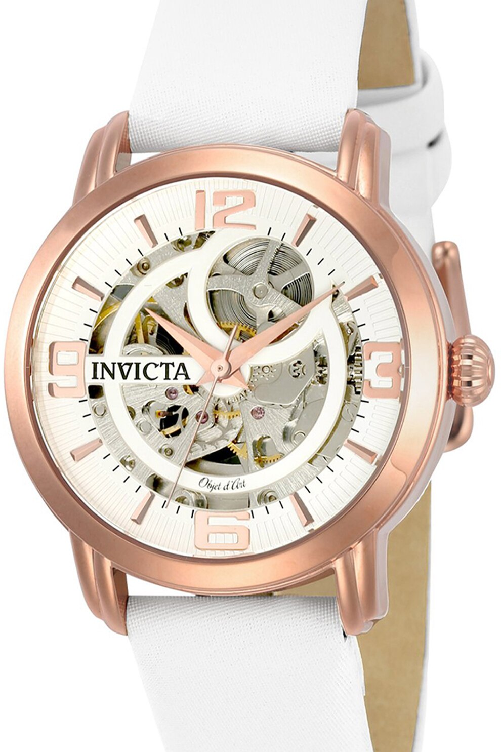 Invicta, Автоматичен часовник с видим механизъм, Rose Gold, Бял - eMAG.bg