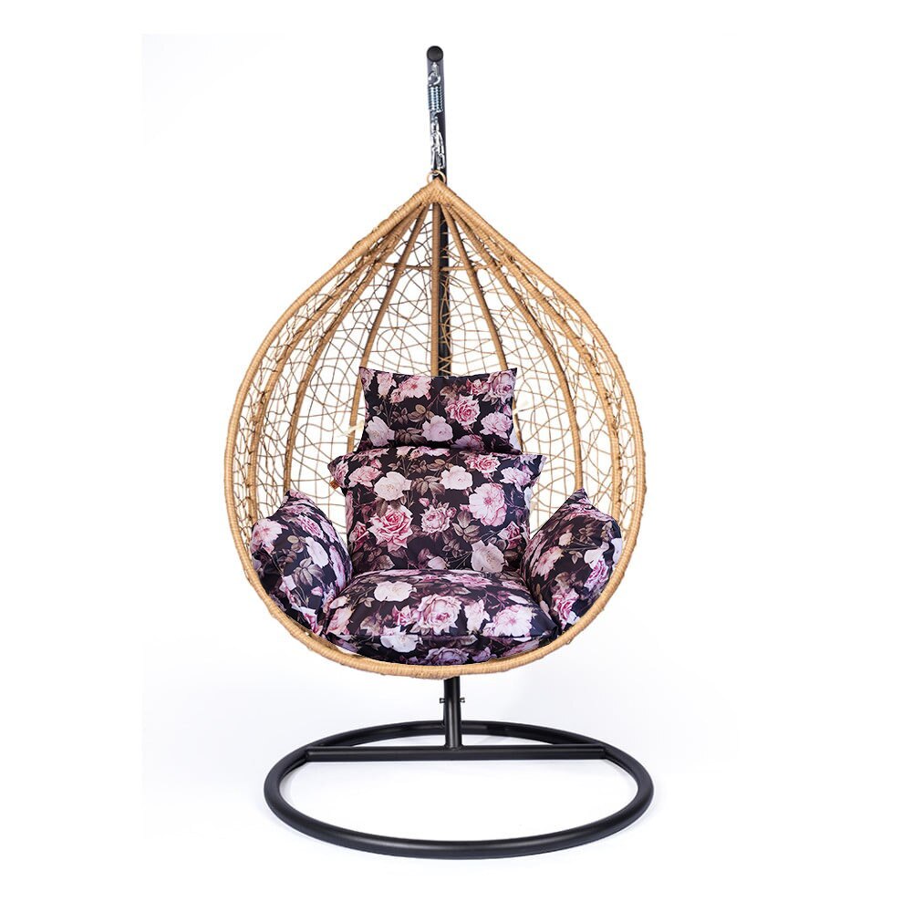 Perna de Fotoliu suspendat, negru cu trandafiri roz, Blomster - eMAG.ro