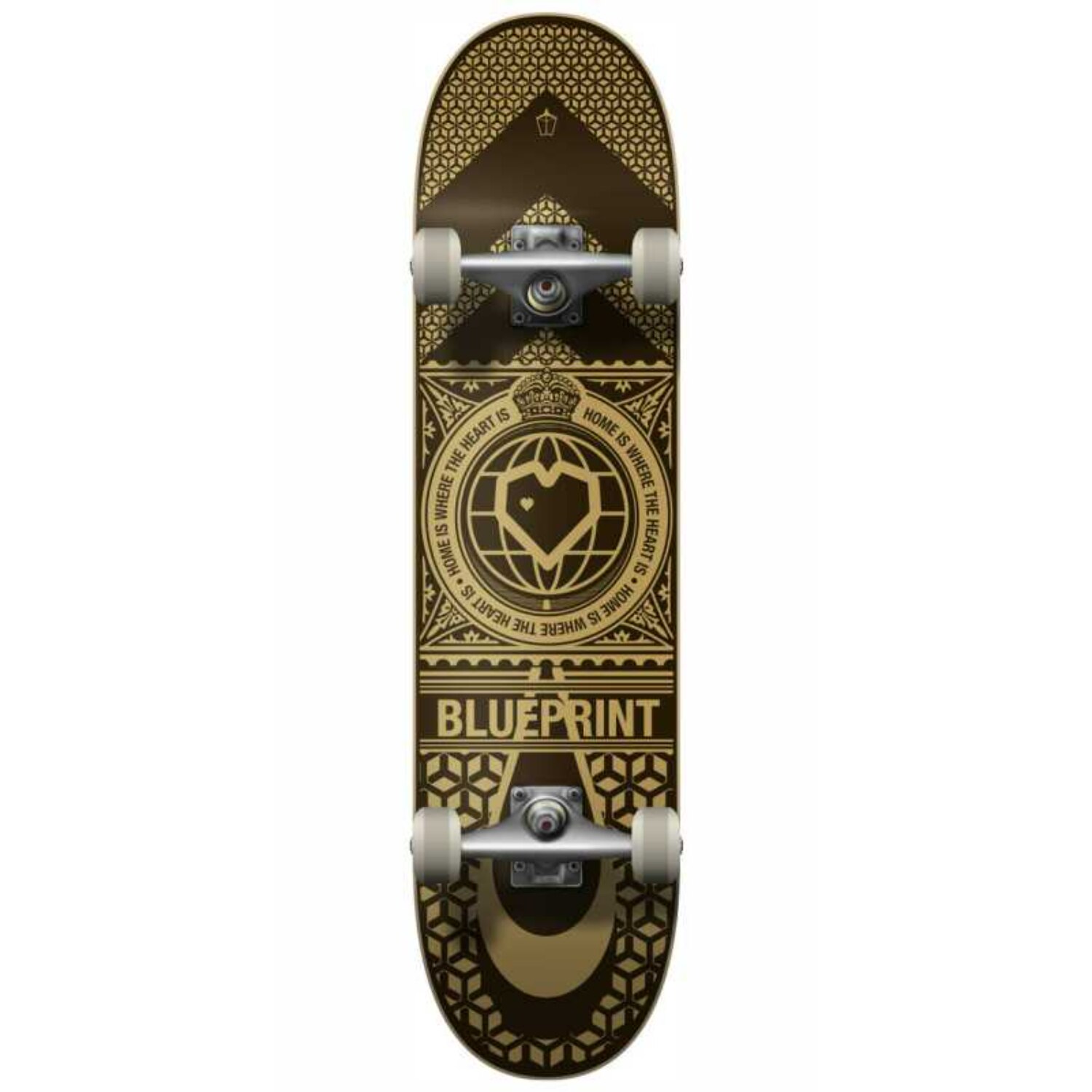 Skateboard, Blueprint, Home Heart, Artar/Aluminiu, 80.1x20.3 cm, Negru ...