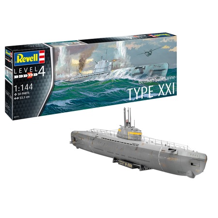 Macheta navomodele de construit Revell German Submarine Type XXI 1:144 ...