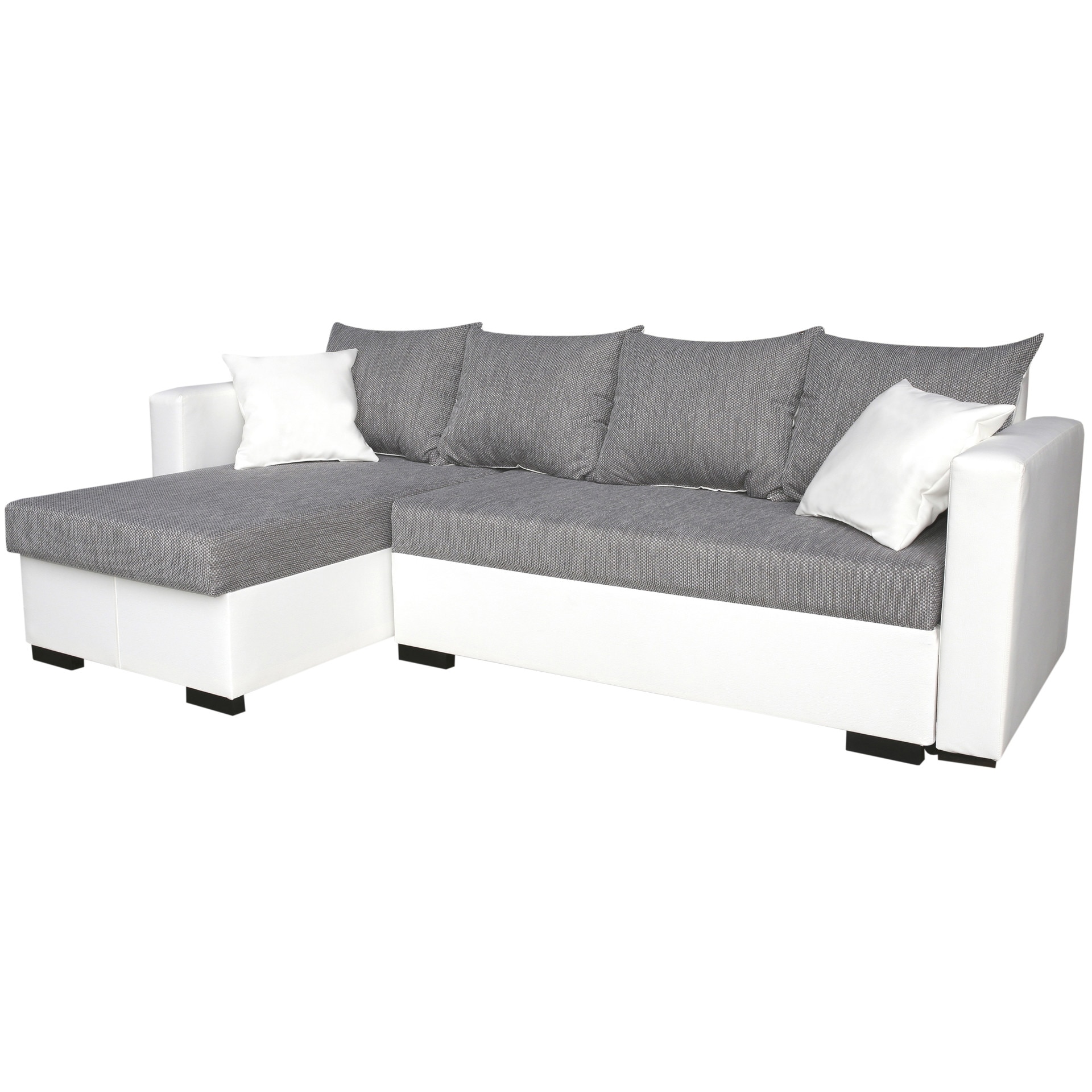 Canapea de colt Platan Karol 01, 230x72x140 cm, Alb/Gri - eMAG.ro