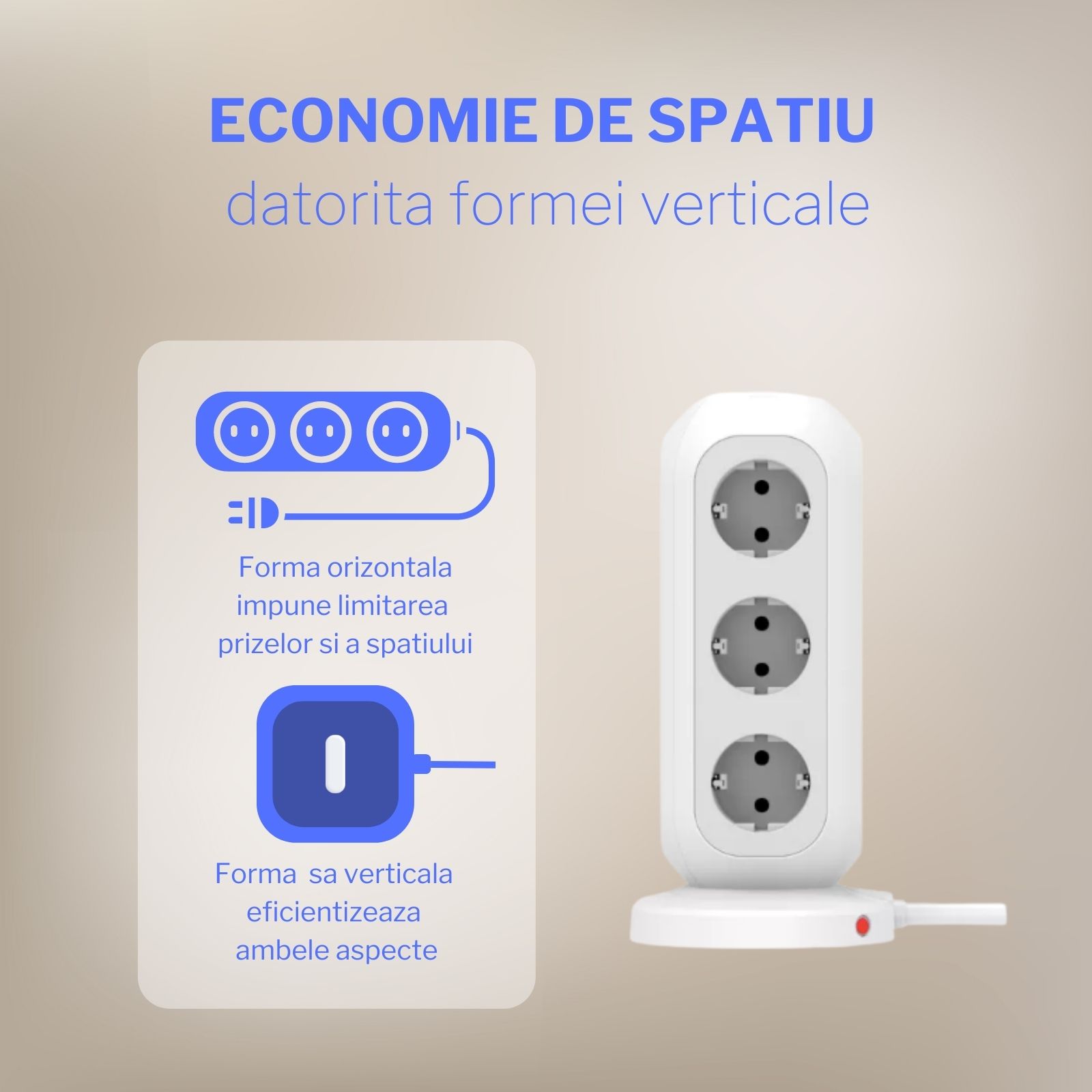 Prelungitor inteligent multifunctional vertical, 11 prize, 4 x USB ...