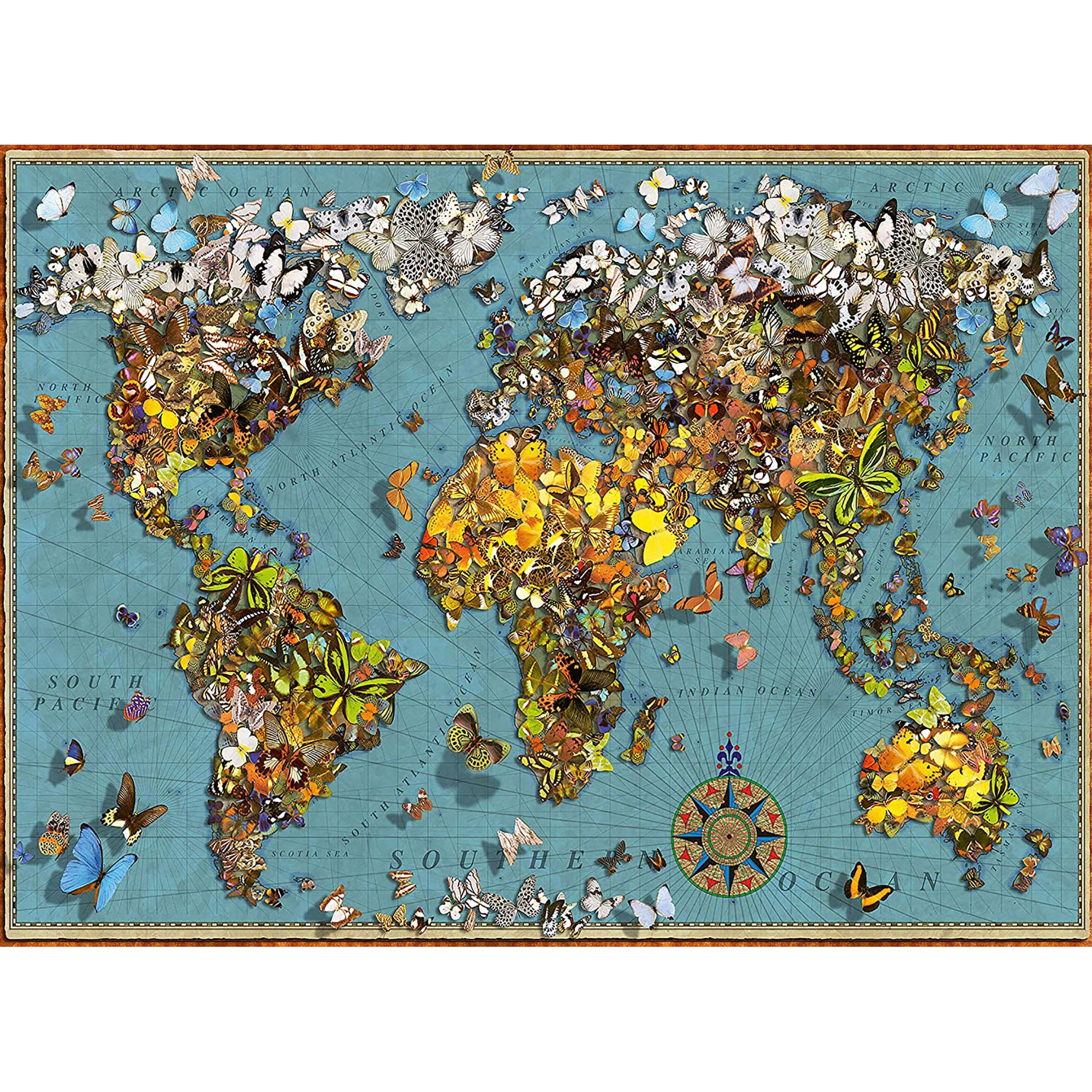 Puzzle Ravensburger - Harta lumii cu fluturi, 500 piese - eMAG.ro