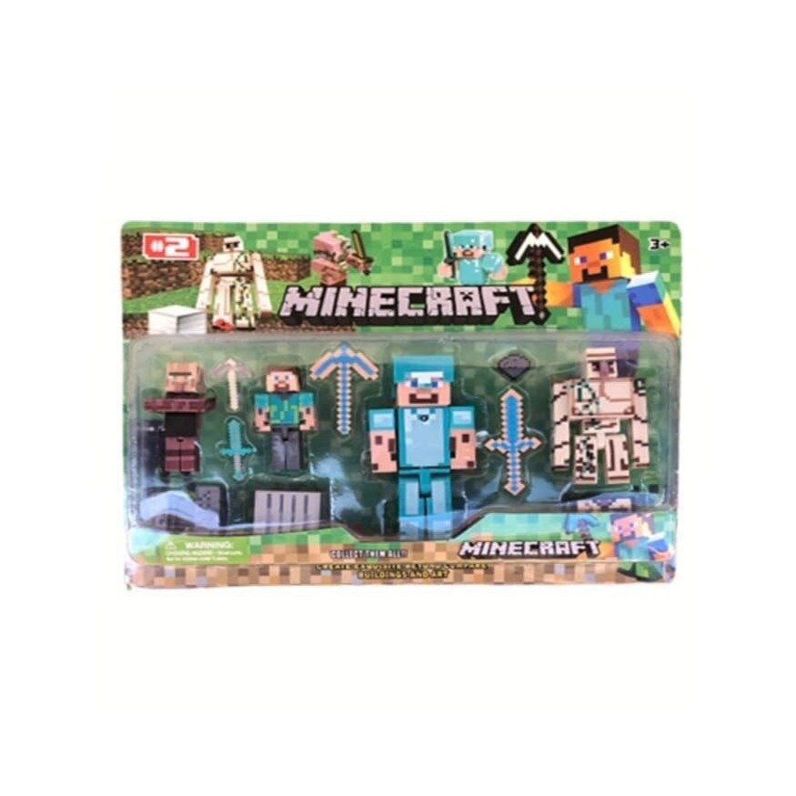 Set 4 Figurine tip Minecraft cu accesorii, multicolor, 13 cm - eMAG.ro