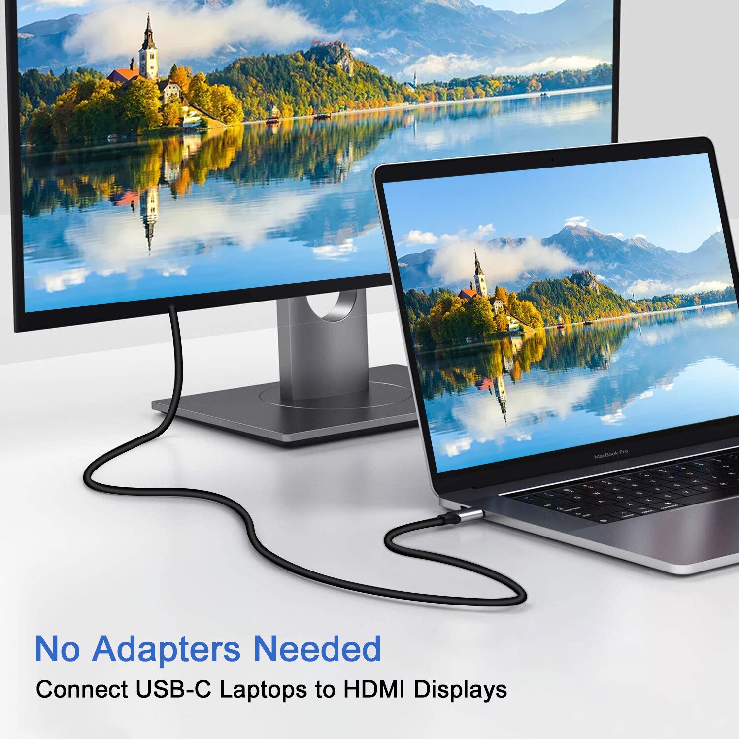 Cablu audio/video, PVC, USB-C/HDMI, 4K HD, 1.8 m, Negru/Gri - eMAG.ro