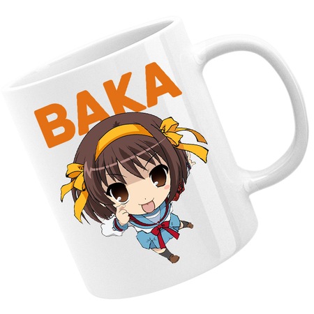 Чаша Haruhi Suzumiya Baka Emoji Chibi Otaku Anime Japan, Бял, 330 мл ...