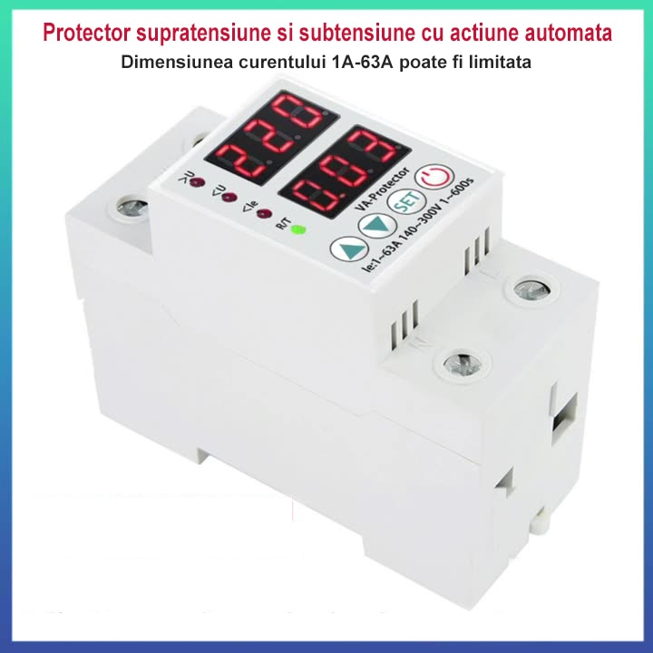 Цифрово реле със защита от пренапрежение и претоварване 63a Sundiguer Led дисплей Auto Reset