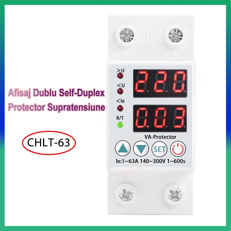 Цифрово реле със защита от пренапрежение и претоварване 63a Sundiguer Led дисплей Auto Reset