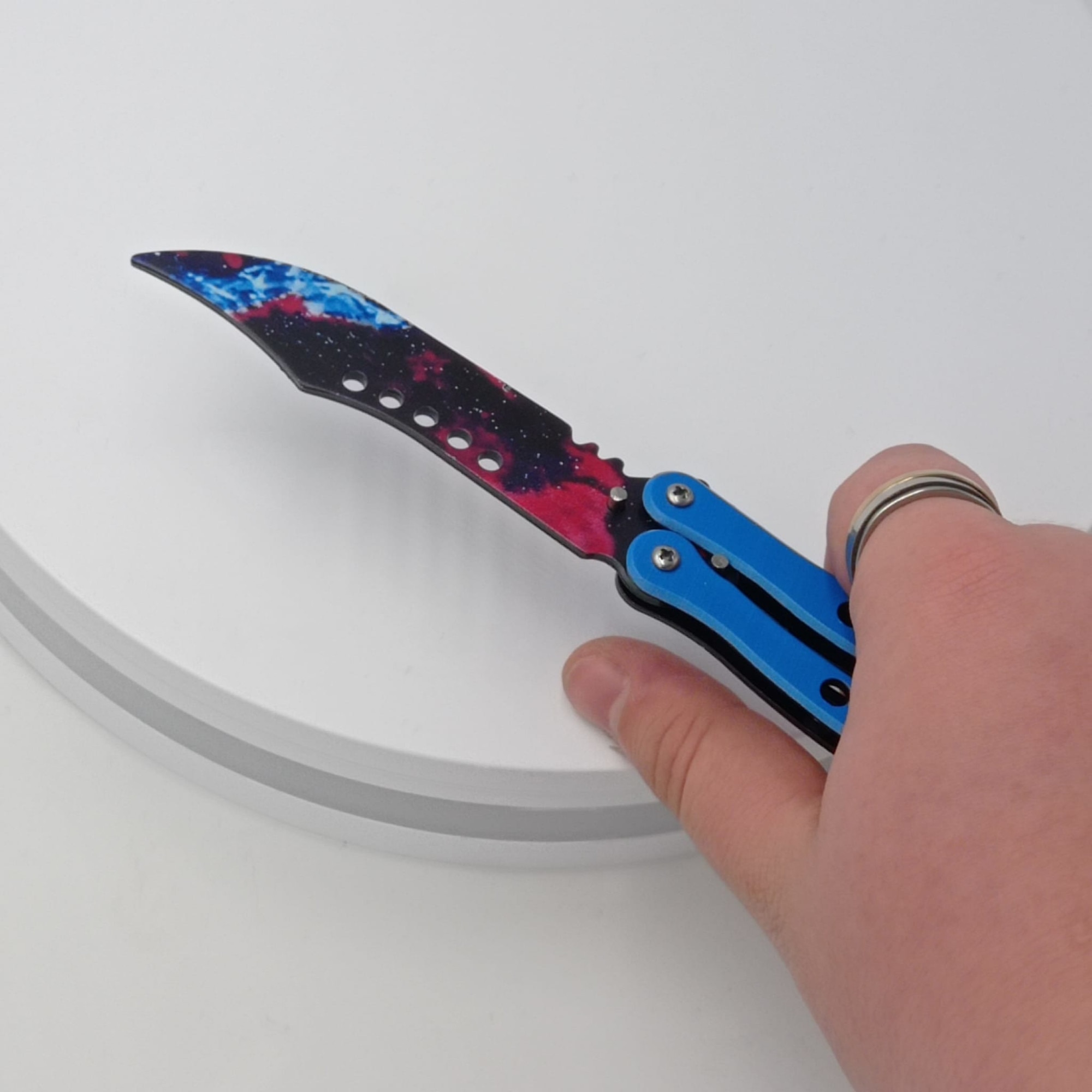 Cutit fluture, Butterfly, fara tais, model galaxie, curbat, 26 cm ...