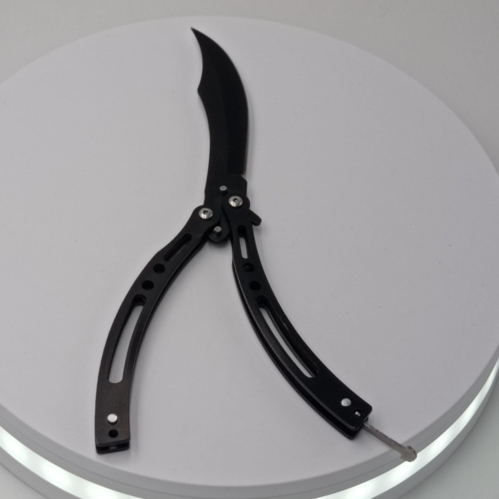 Cutit fluture, Butterfly, model dinamic, negru, curbat, cu tais, 26 cm ...