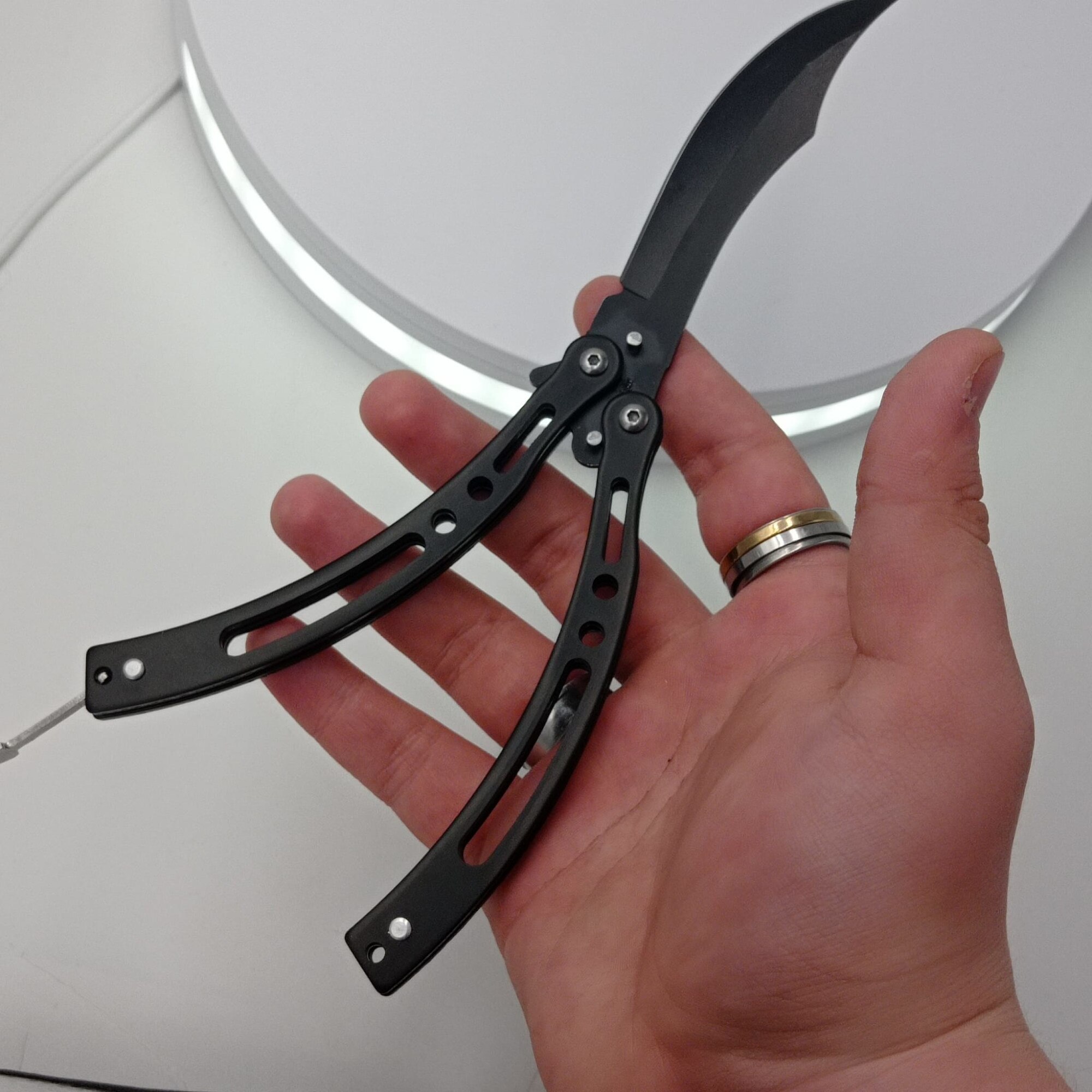 Cutit fluture, Butterfly, model dinamic, negru, curbat, cu tais, 26 cm ...