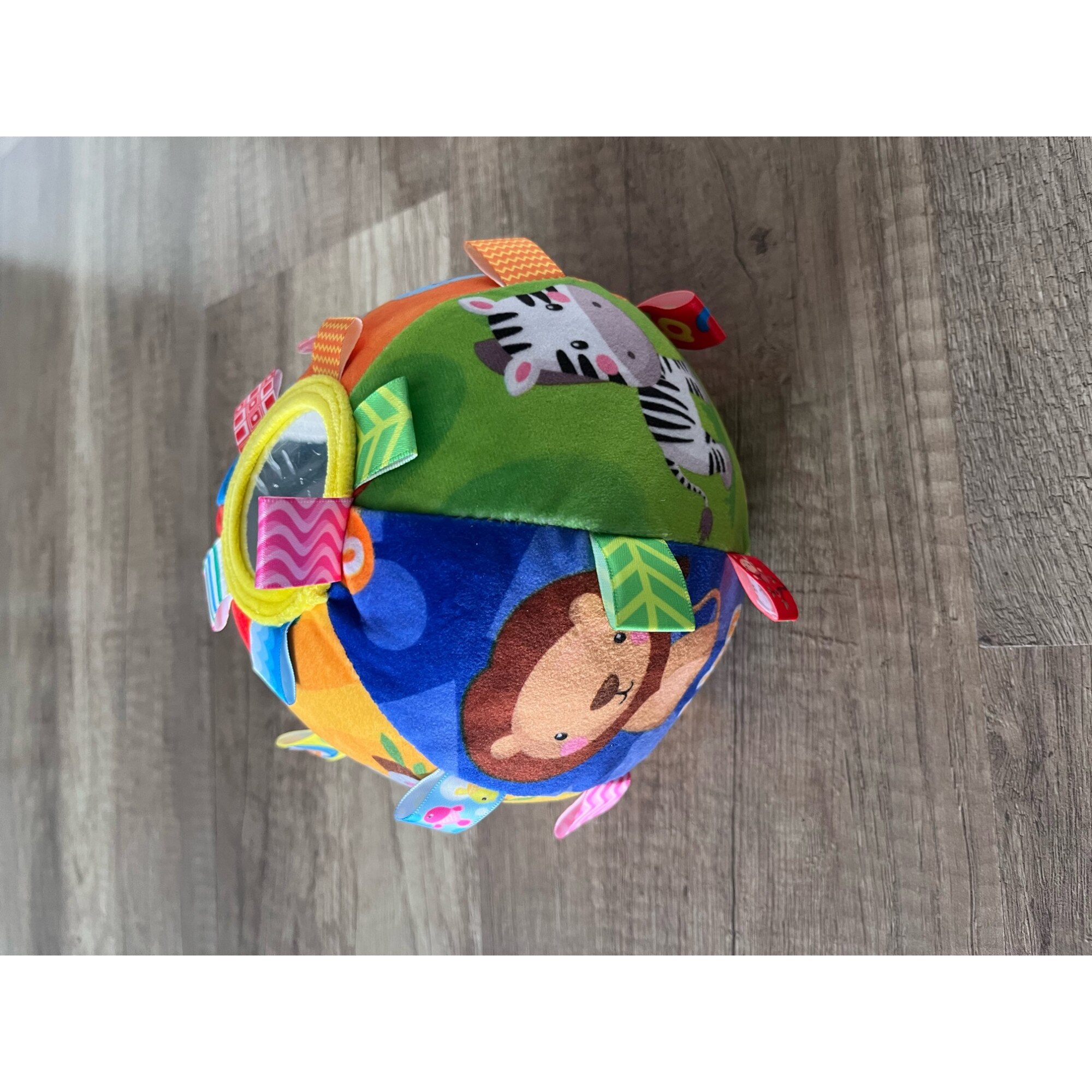 Minge senzoriala moale, din material textil, cu oglinda pentru bebelusi ...