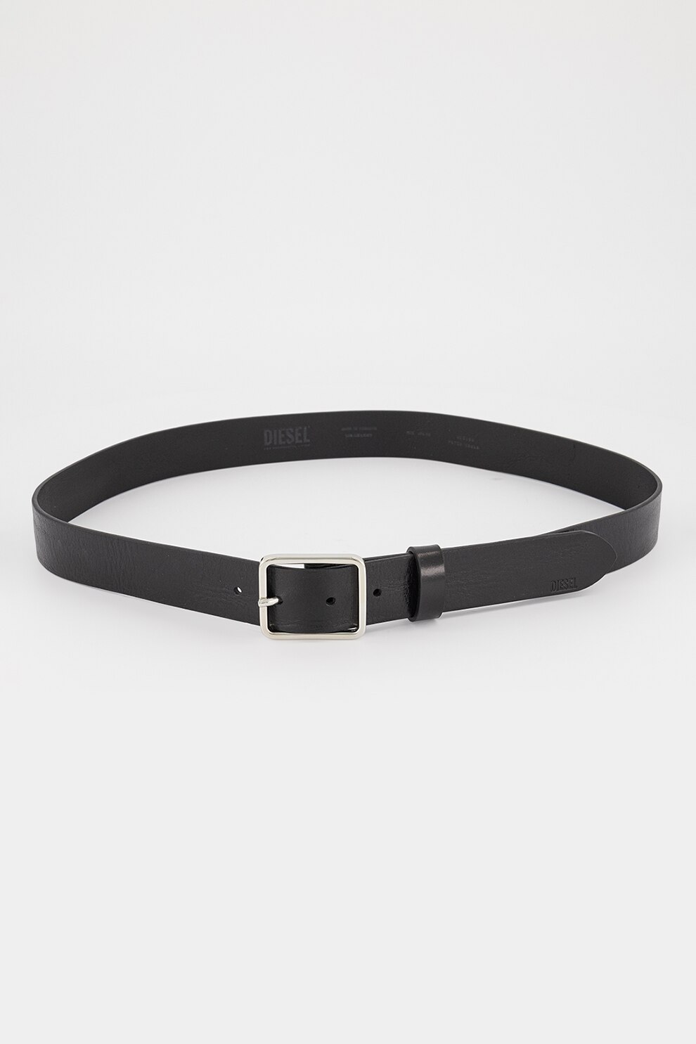 Diesel, Curea din piele cu catarama patrata, Negru, 85 - eMAG.ro