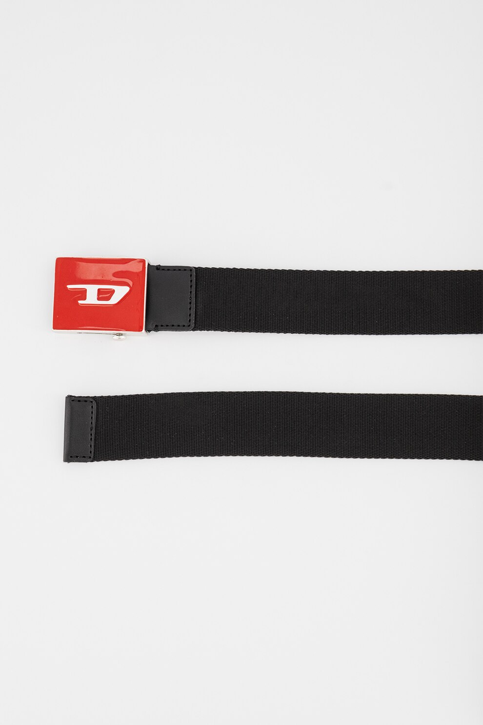 Diesel, Curea din material textil cu catarama cu logo, Negru, 85 - eMAG.ro