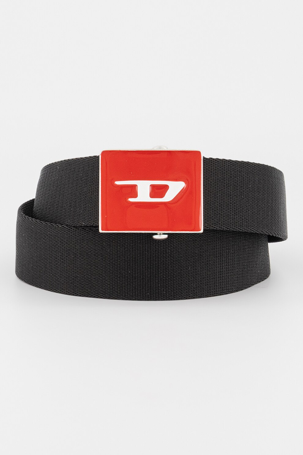 Diesel, Curea din material textil cu catarama cu logo, Negru, 85 - eMAG.ro