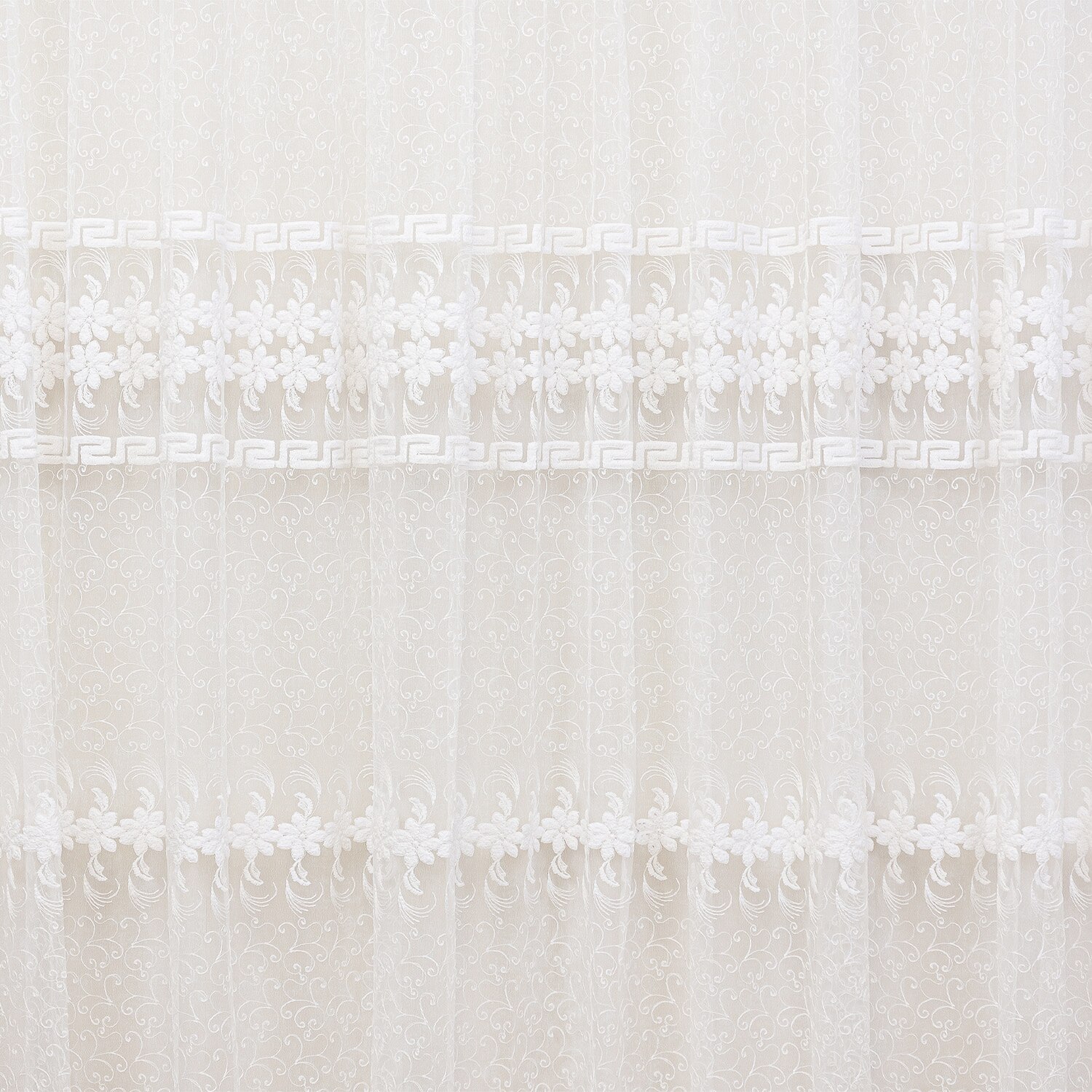 Perdea nesifonabila, brodata Hiko Garden13 alba 300x245cm, cu rejansa ...