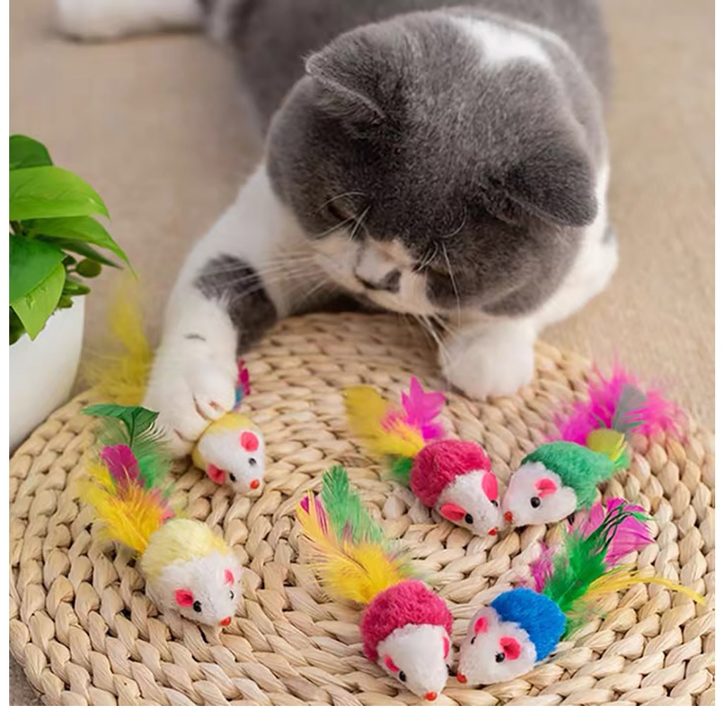 Set 12 jucarii pisici, Mbooulc, Textil, Multicolor - eMAG.ro