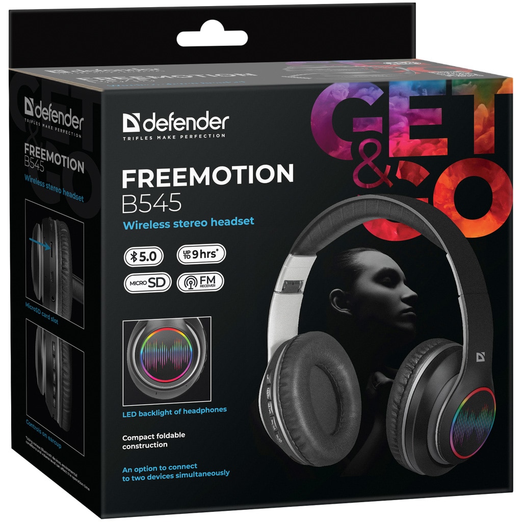 Casti bluetooth Defender FreeMotion B545, LED Black - eMAG.ro
