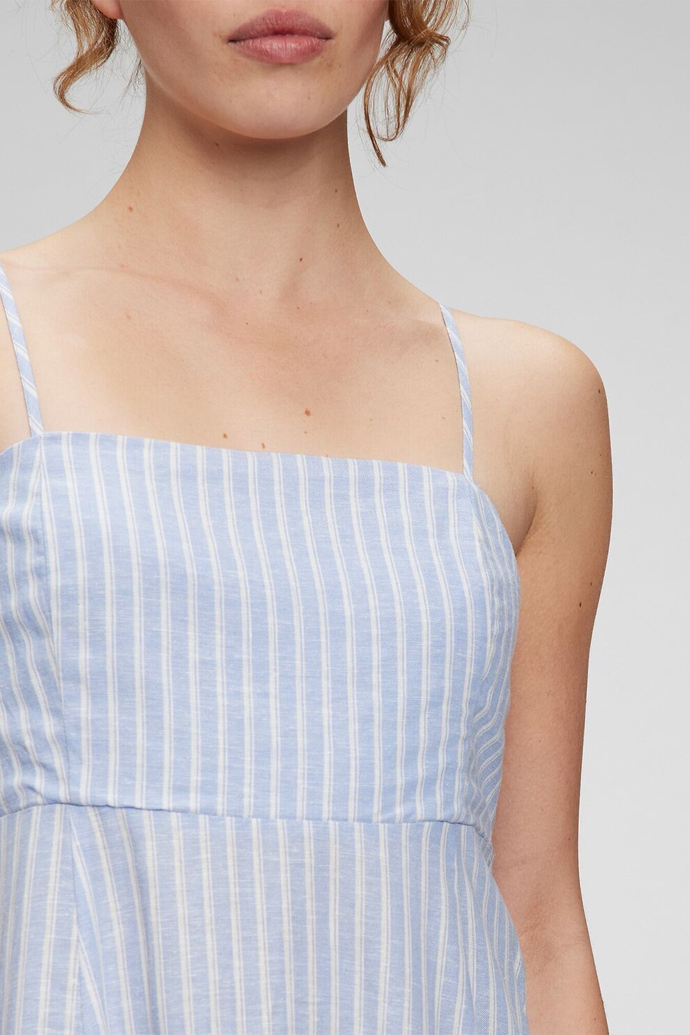 GAP, Рокля с лен и райе, Бял, Син, 16 - eMAG.bg