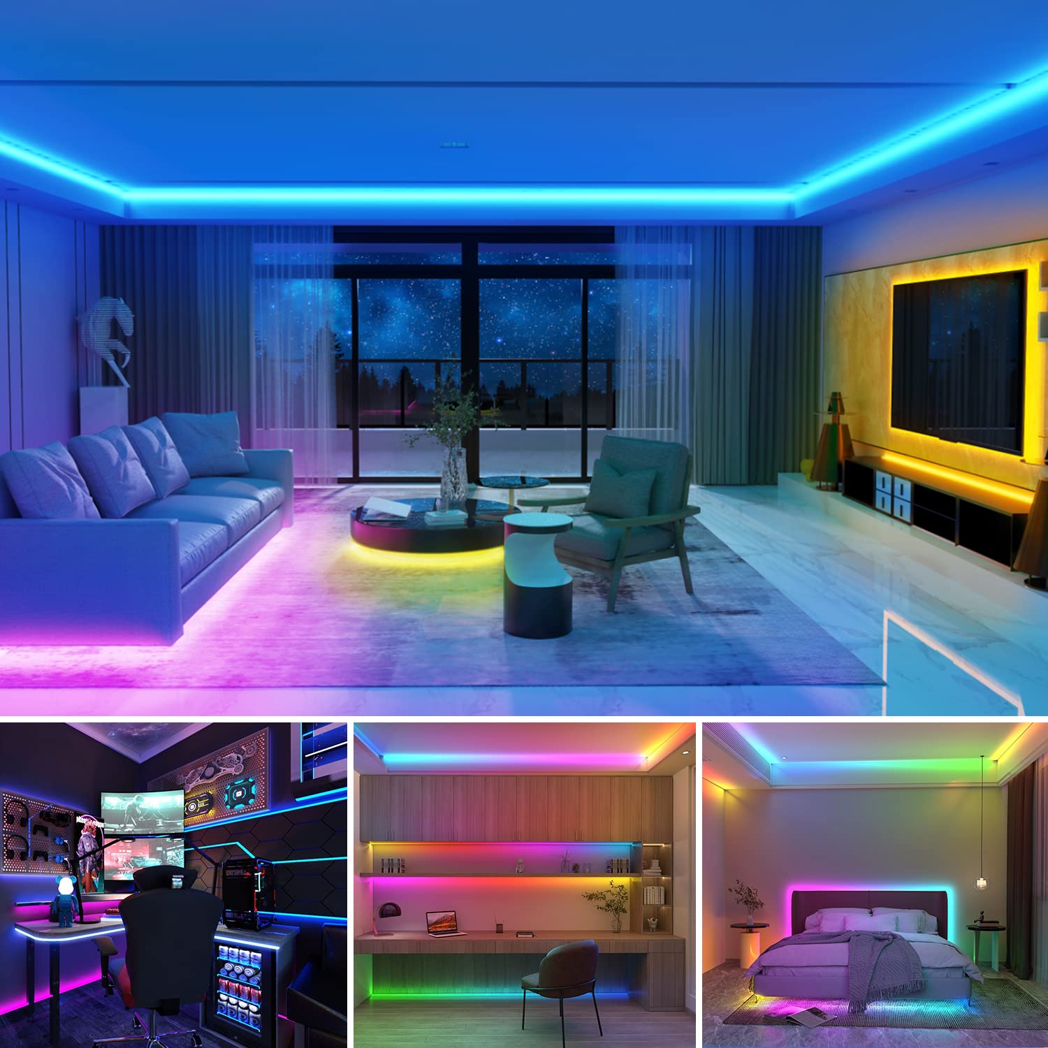 Kit banda LED RGB, Control telecomanda, 10m, multicolor - eMAG.ro