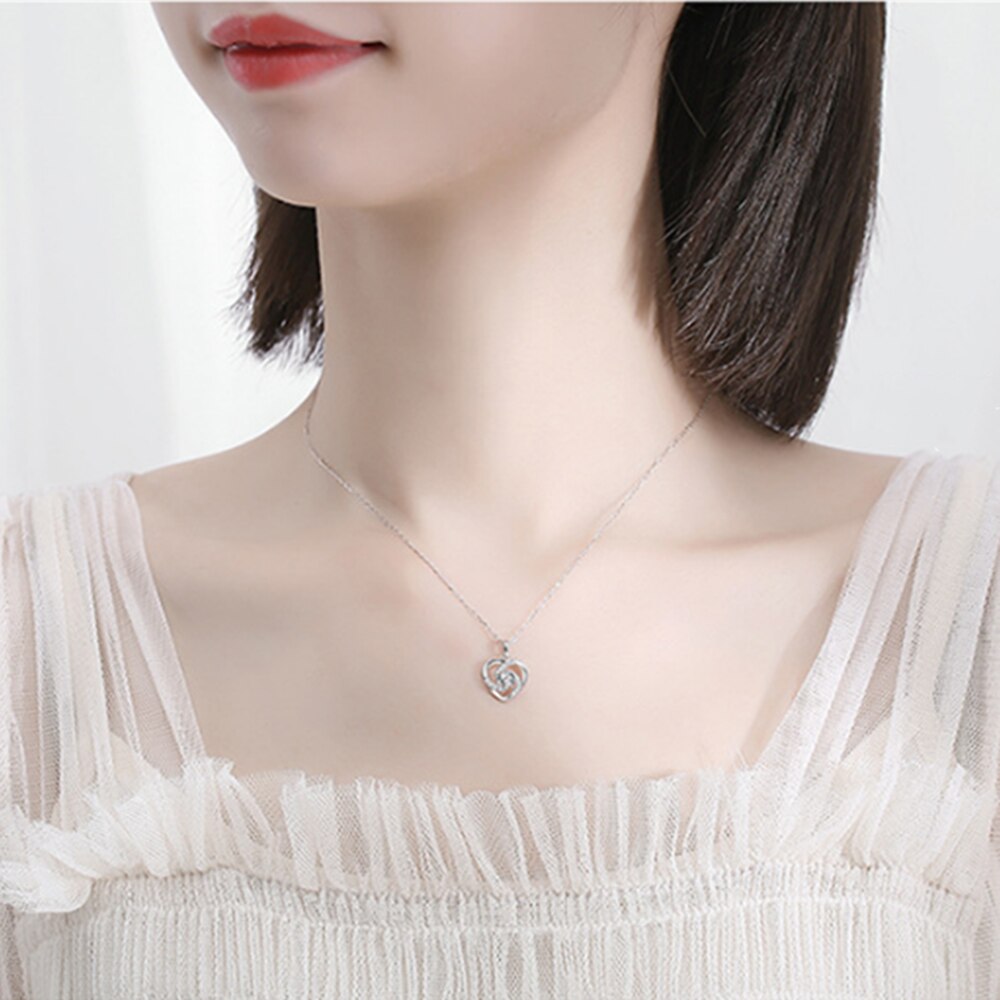 Set bijuterii dama, Argint/Metal/Diamant ecologic, Trandafir, Arginitiu ...